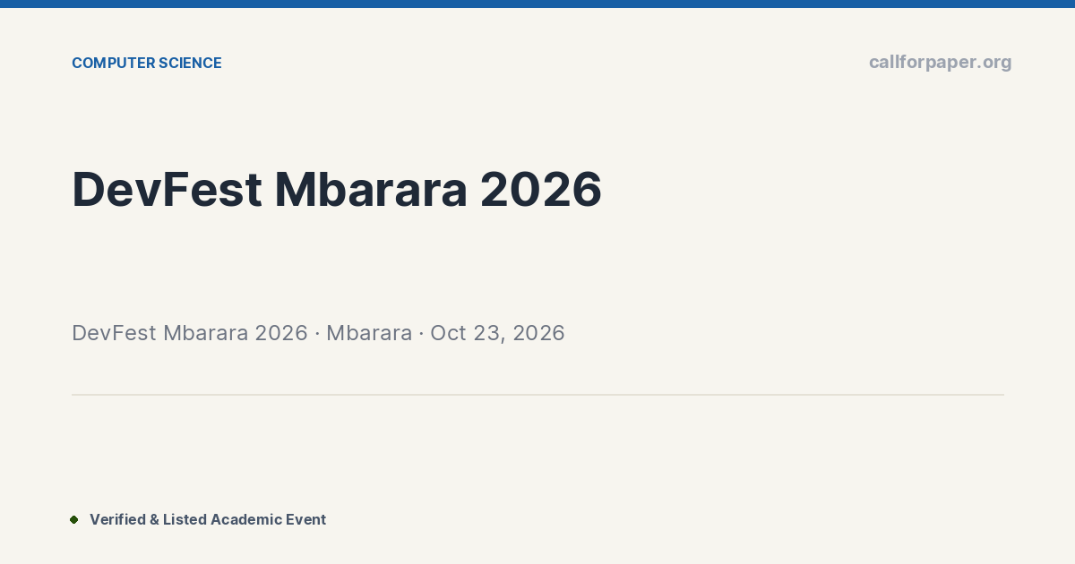 DevFest Mbarara 2026 Call for Papers & Deadline | Mbarara, Uganda (Oct ...